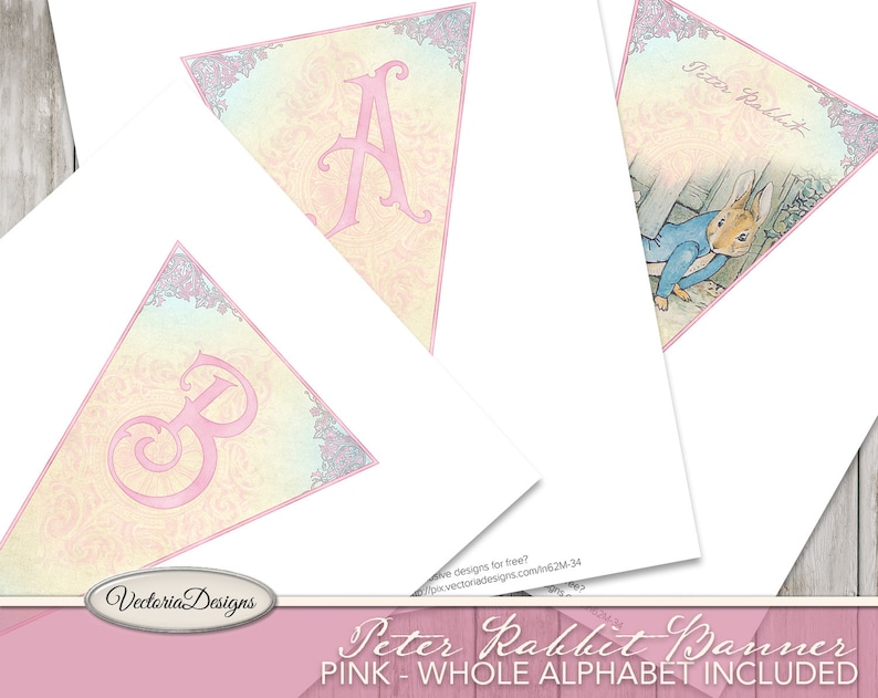 Peter Rabbit Banner Pink Printable Bunting Beatrix Potter Baby | Etsy UK