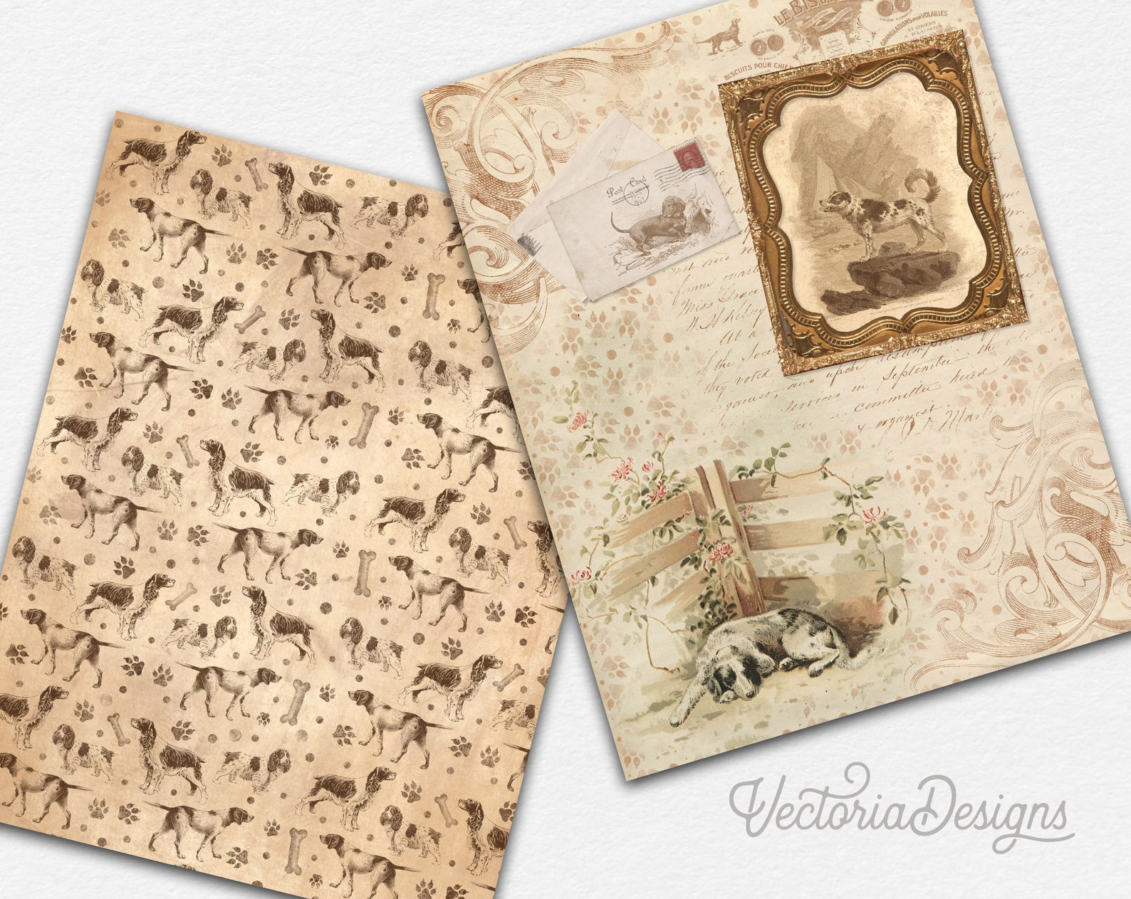 Vintage Dogs Paper Pack Puppies Paper Pack Decorative Paper - Etsy