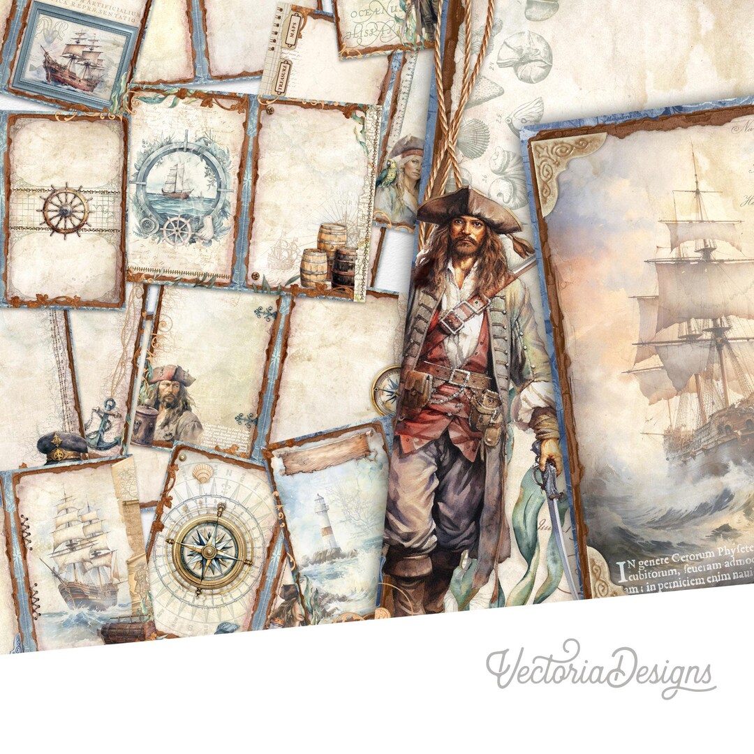 Pirates Journal Pages, Pirates Junk Journal Kit, Pirates Printable ...