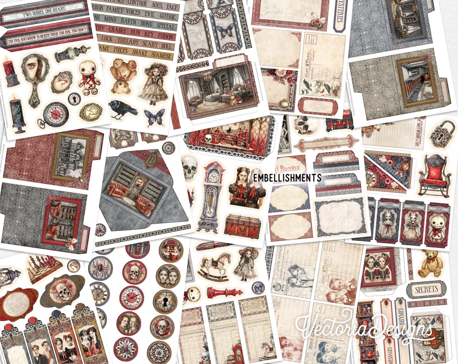 Evil Twins Junk Journal Kit DELUXE, Halloween Junk Journal Crafting ...