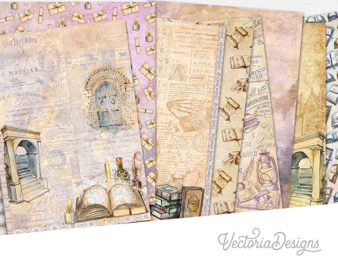 Magic Books Paper Pack, Scrapbook Paper Pack, Paper Embellishments ...