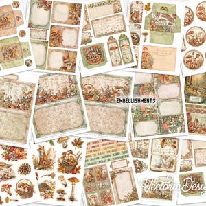 Autumn Mushrooms Large Junk Journal Kit DELUXE, Autumn Crafting ...