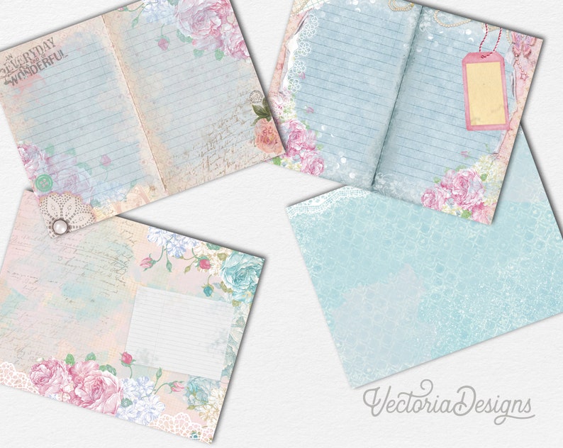 Shabby Elegant Journal Kit, Printable Journal Kit, Digital Junk Journal ...