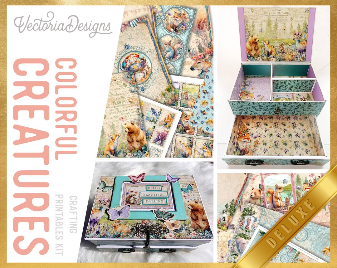 Cute Animals Junk Journal Kit Colorful Creatures DELUXE Crafting ...