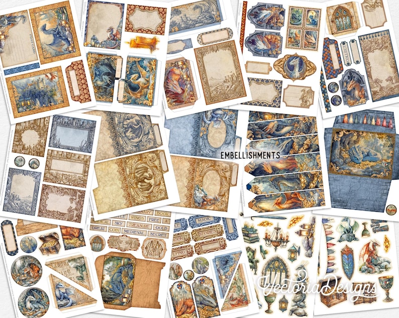 Dragon Chronicles Junk Journal Kit DELUXE, Dragon Crafting Printables ...