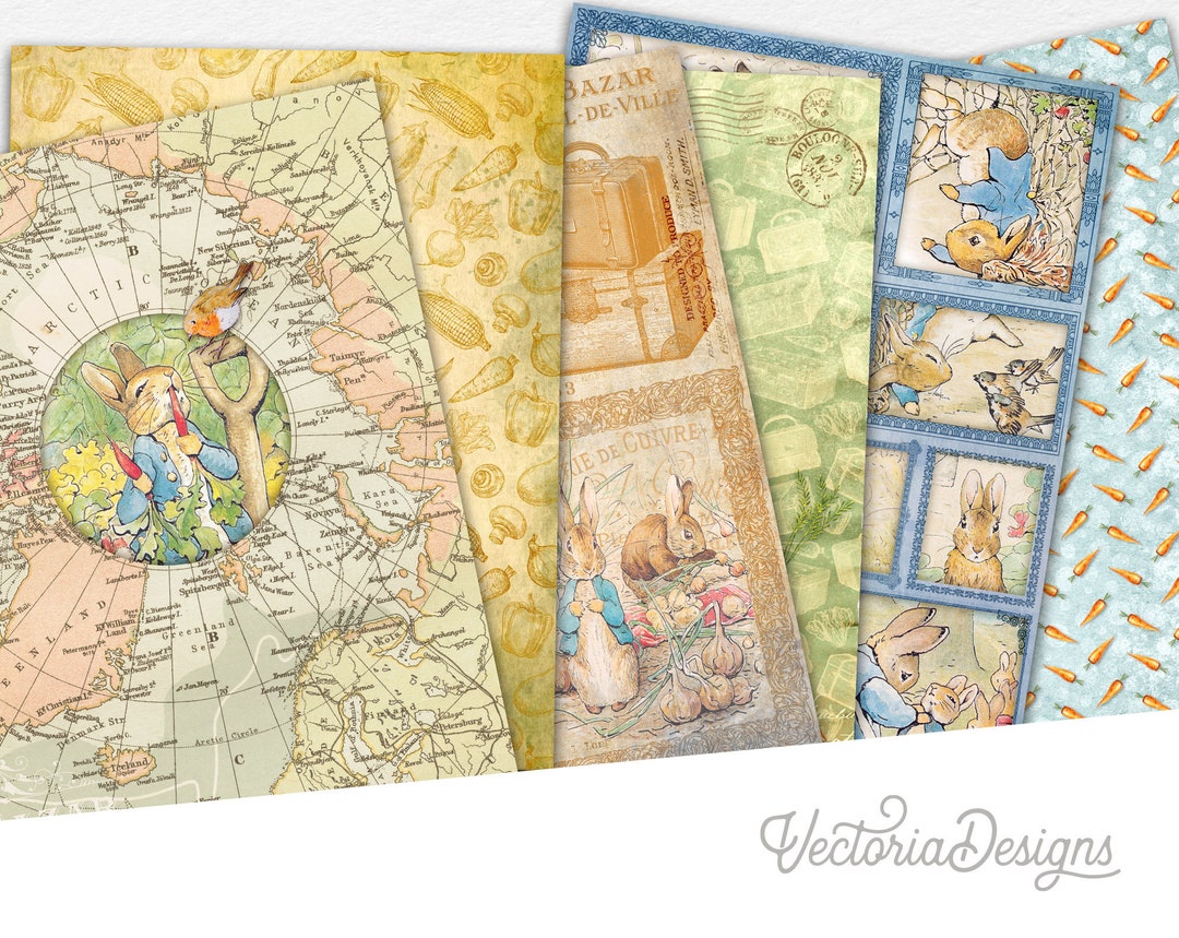 Peter Rabbit Adventure Paper Pack, Digital Crafting Printable Pack ...