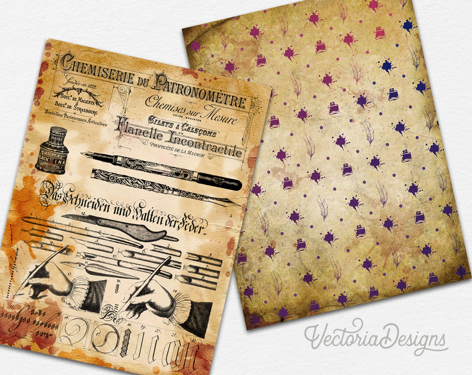 Vintage Writing Paper Pack Decorative Paper Pack Printable | Etsy