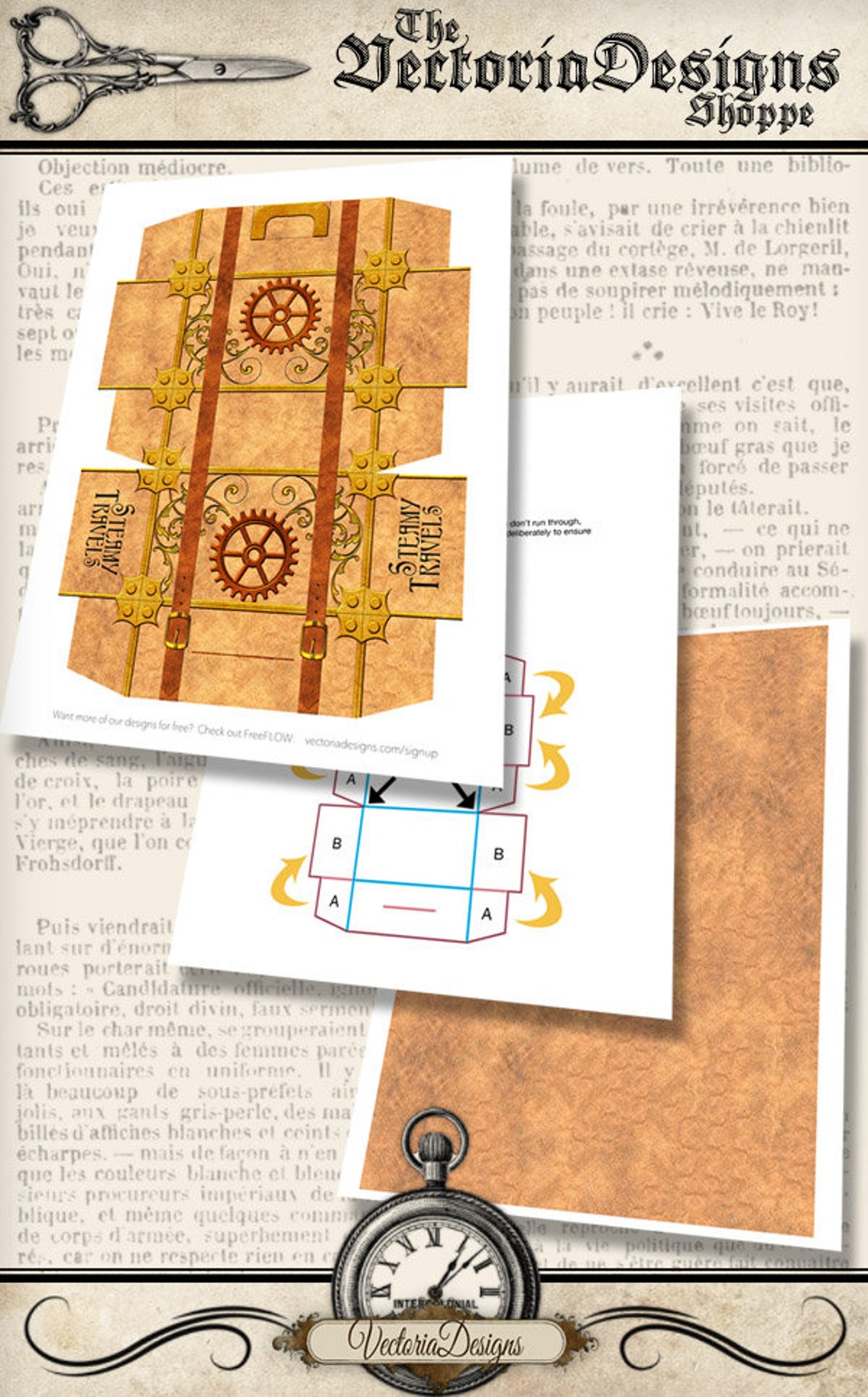 Steampunk Suitcase Box Printable Diy Gift Box Paper Crafting - Etsy