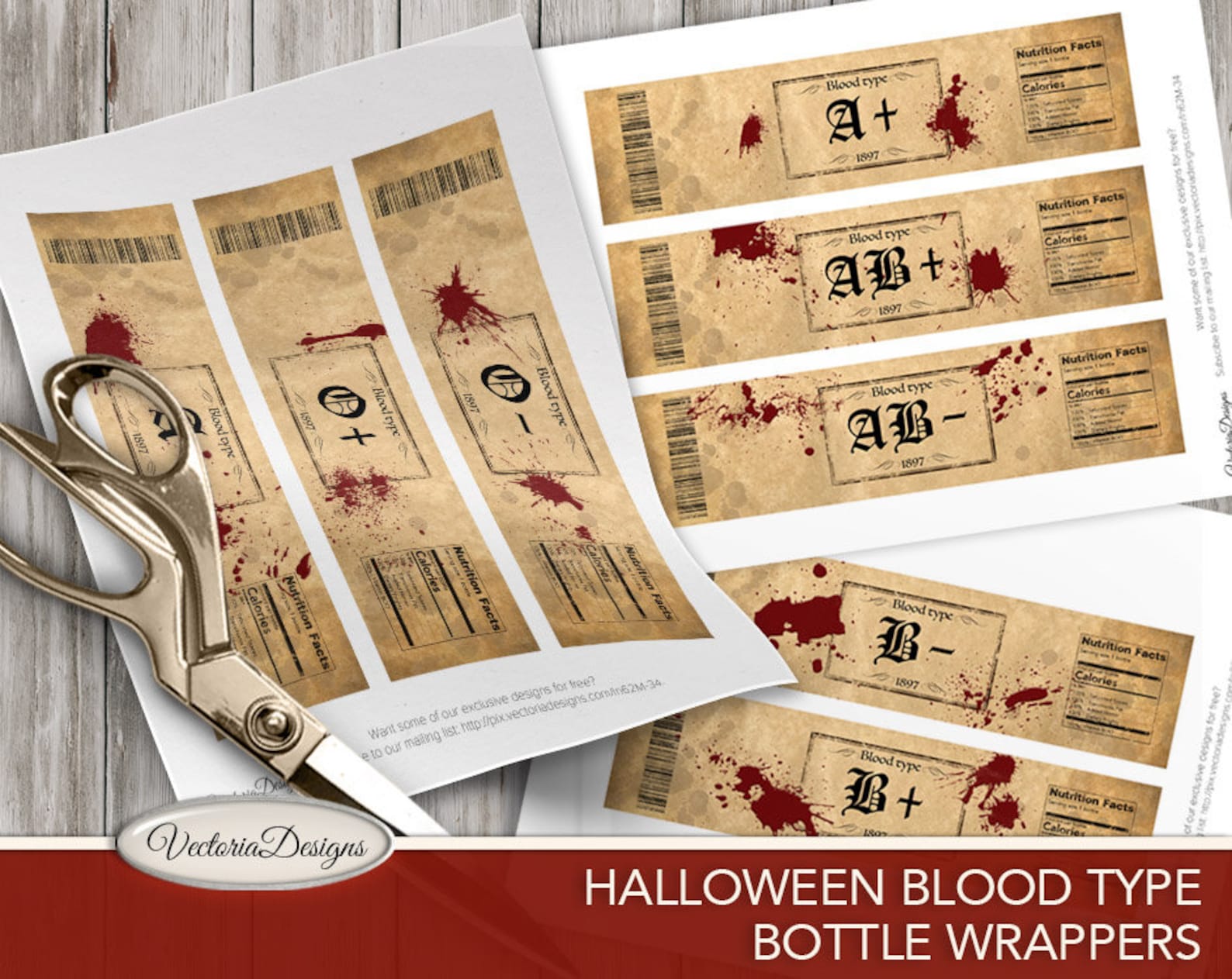 Halloween Labels, Vampire Blood Labels, Halloween Wrappers, Bottle ...