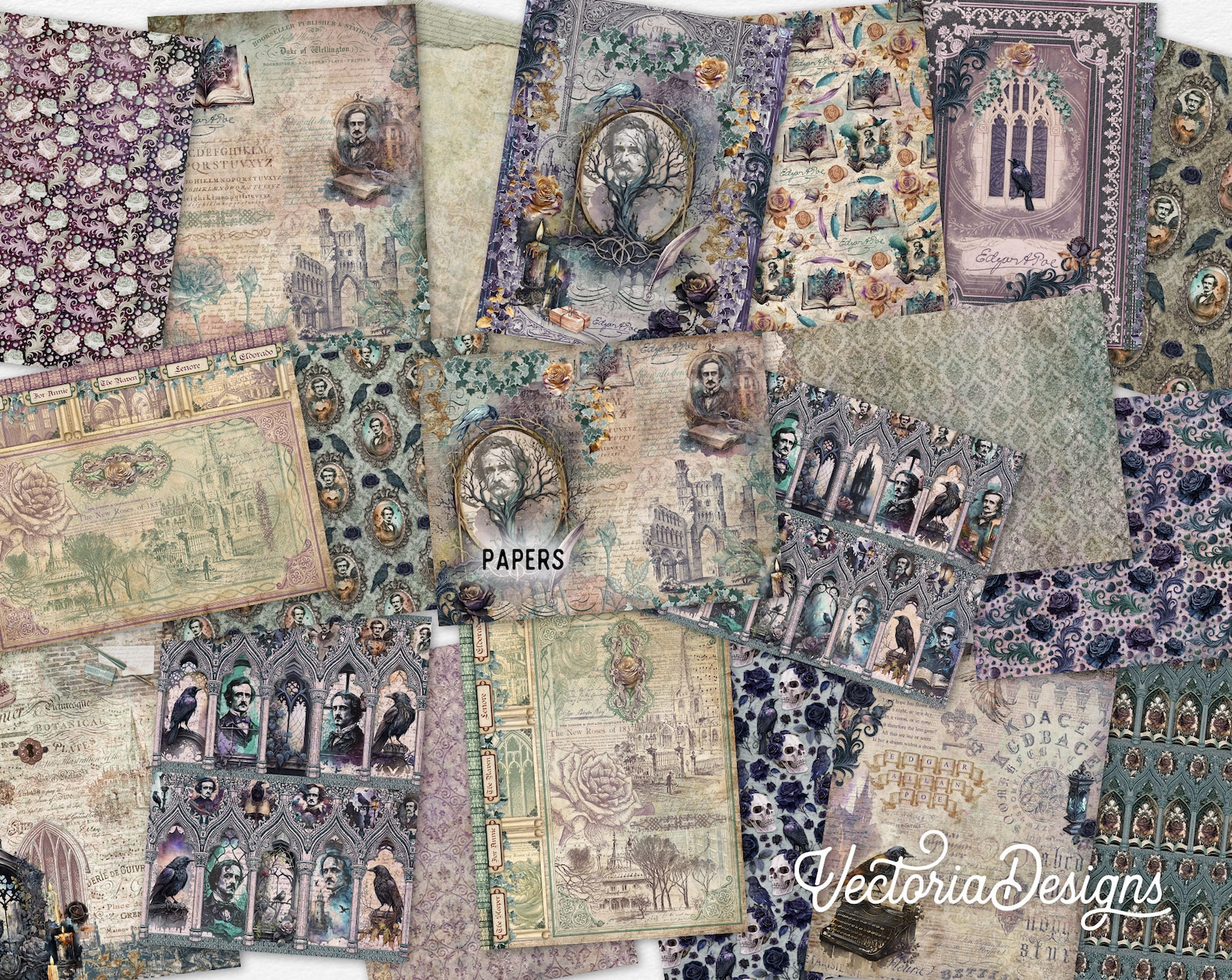 Edgar Allan Poe Junk Journal Kit DELUXE, Edgar Allan Poe Crafting ...
