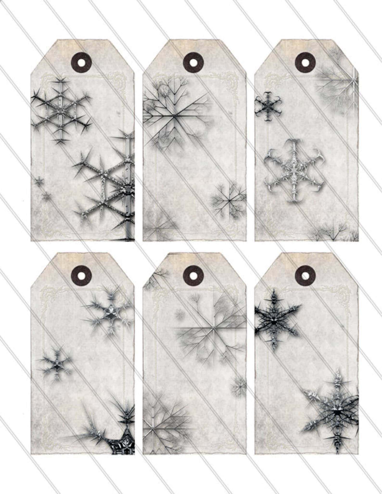 Christmas Tags Printable Snowflake Tags Christmas Art - Etsy