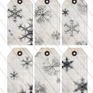 Christmas Tags Printable, Snowflake Tags, Christmas Art, Snowflake ...