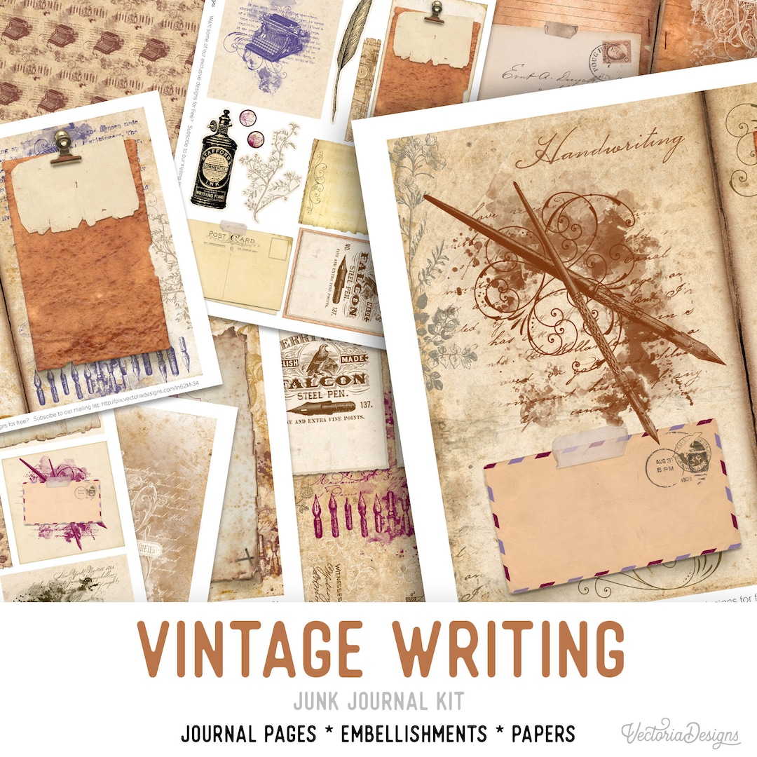 Vintage Writing Large Junk Journal Kit, Printable Journal Junk, DIY ...