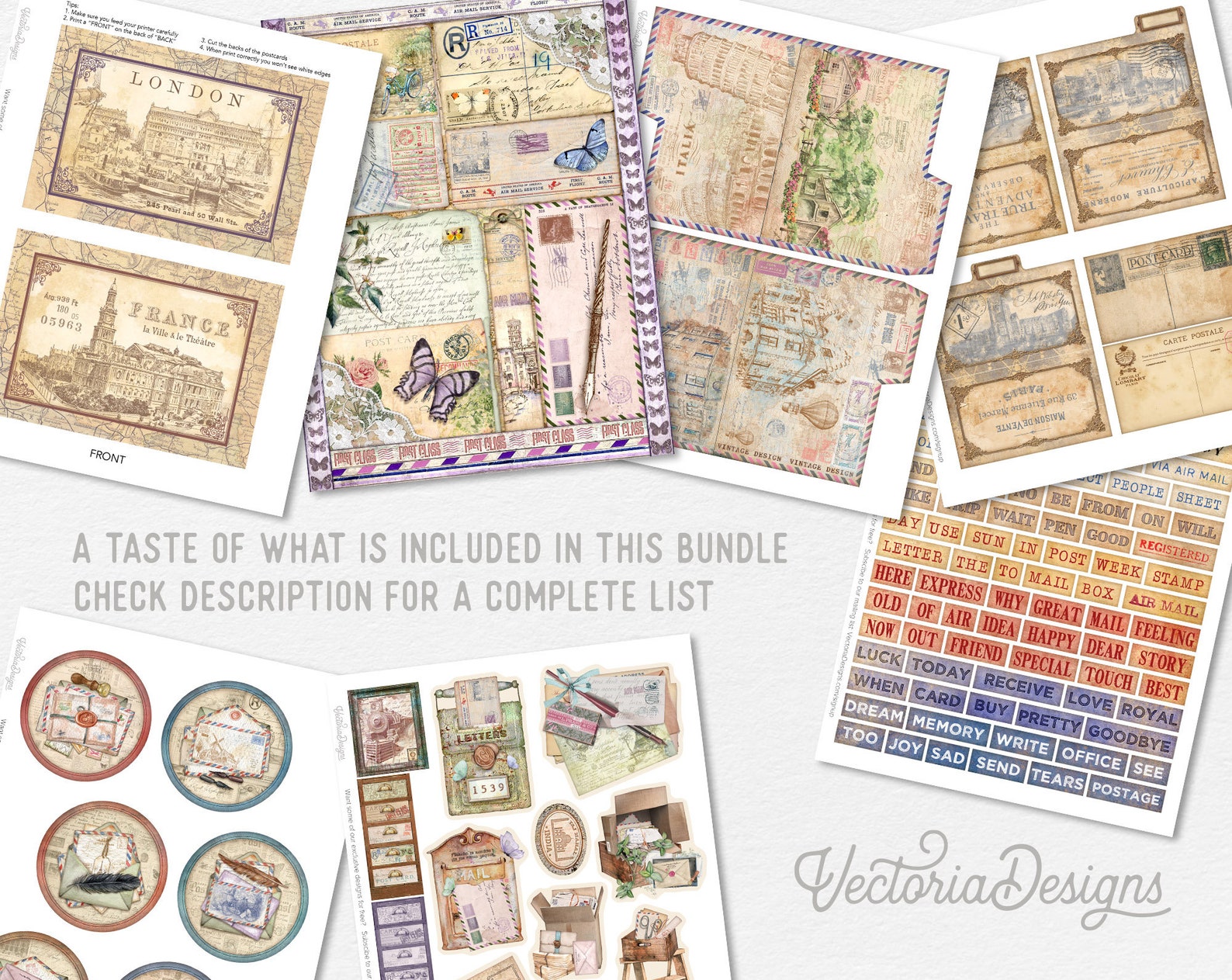 Vintage Post & Letters MEGA Crafting Bundle, Postage Printables ...