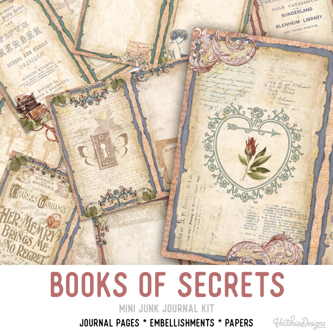 Books of Secrets Mini Junk Journal Kit, Printable Journal, Books Junk ...