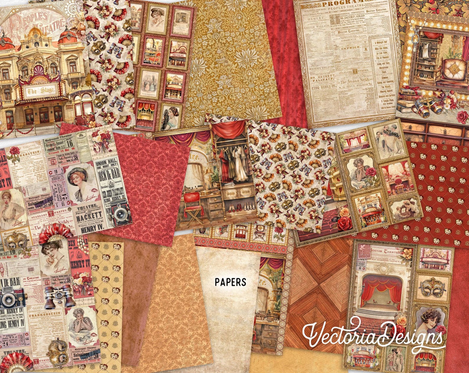 Vintage Theatre Junk Journal Kit DELUXE, Theatre Crafting Printables ...