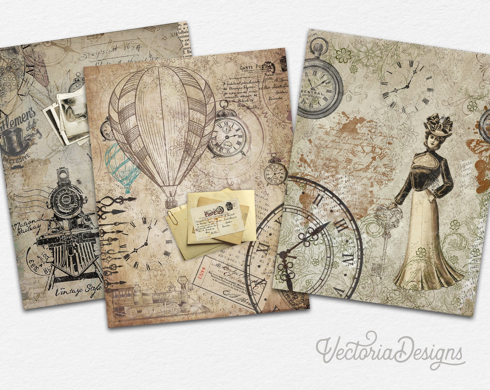 Clocks & Watches Paper Pack Printable Paper Pack Decorative - Etsy