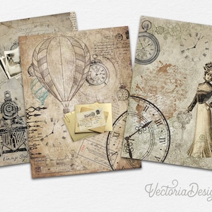 Clocks & Watches Paper Pack, Printable Paper Pack, Decorative Paper ...
