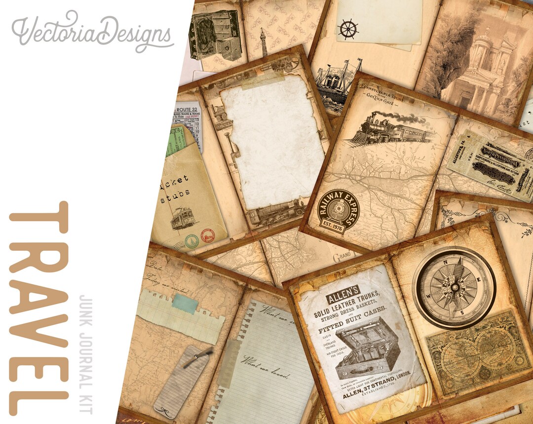 Travel Journal Kit Printable Journal Vintage Journal - Etsy