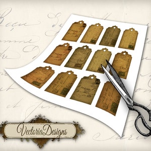 Postcard Tags Sepia Labels Instant Download Printable Digital Collage ...