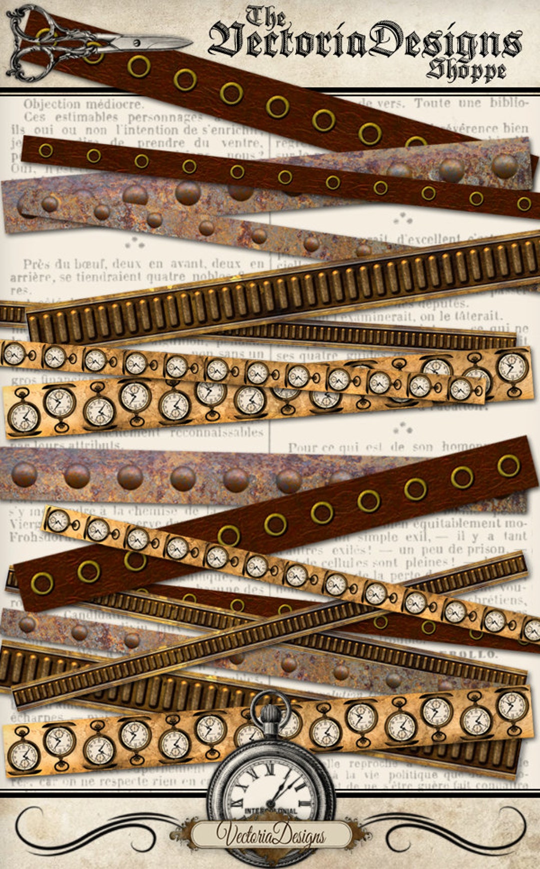 Steampunk Borders Printable Paper Crafting Scrapbook Scrapbooking Mixed ...