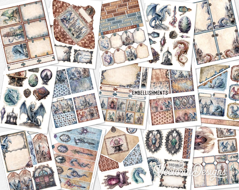 Gothic Dragons DELUXE Junk Journal Kit, Dragon Crafting Printables ...