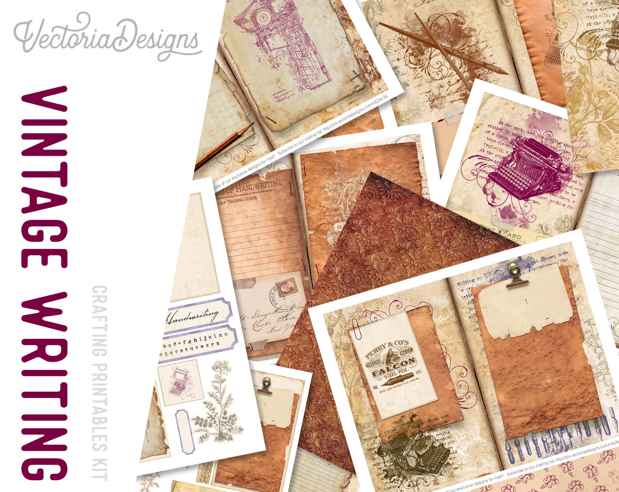 Vintage Writing Large Junk Journal Kit, Printable Journal Junk, DIY ...