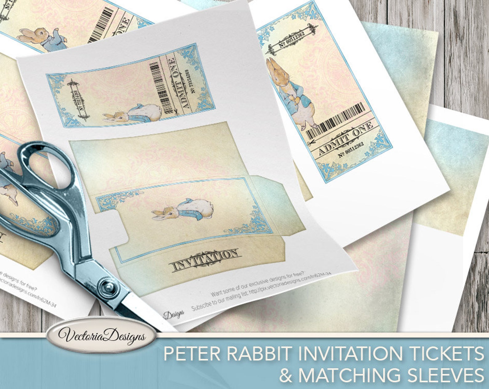 Peter Rabbit Invitation Tickets Sleeve Printable Party Tickets | Etsy