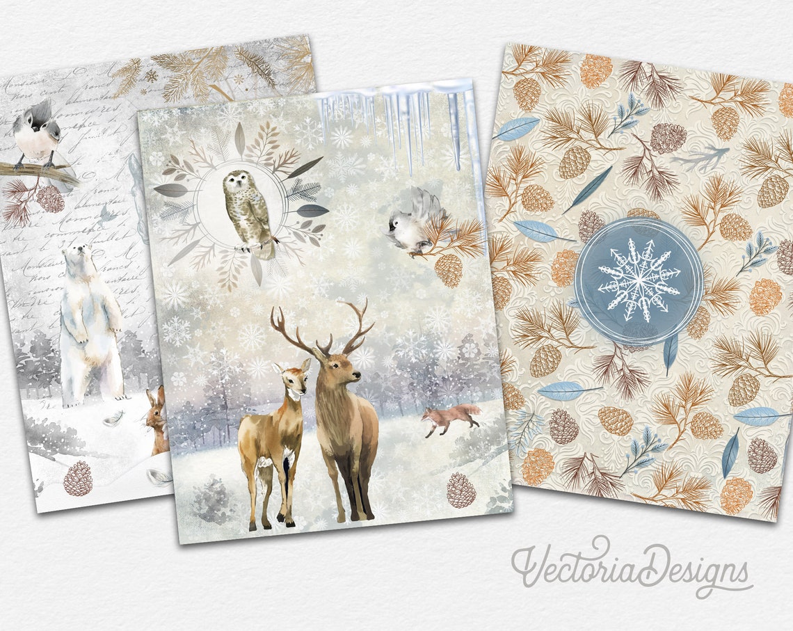 Snow Digital Paper Pack Winter Paper Pack Holiday Paper | Etsy