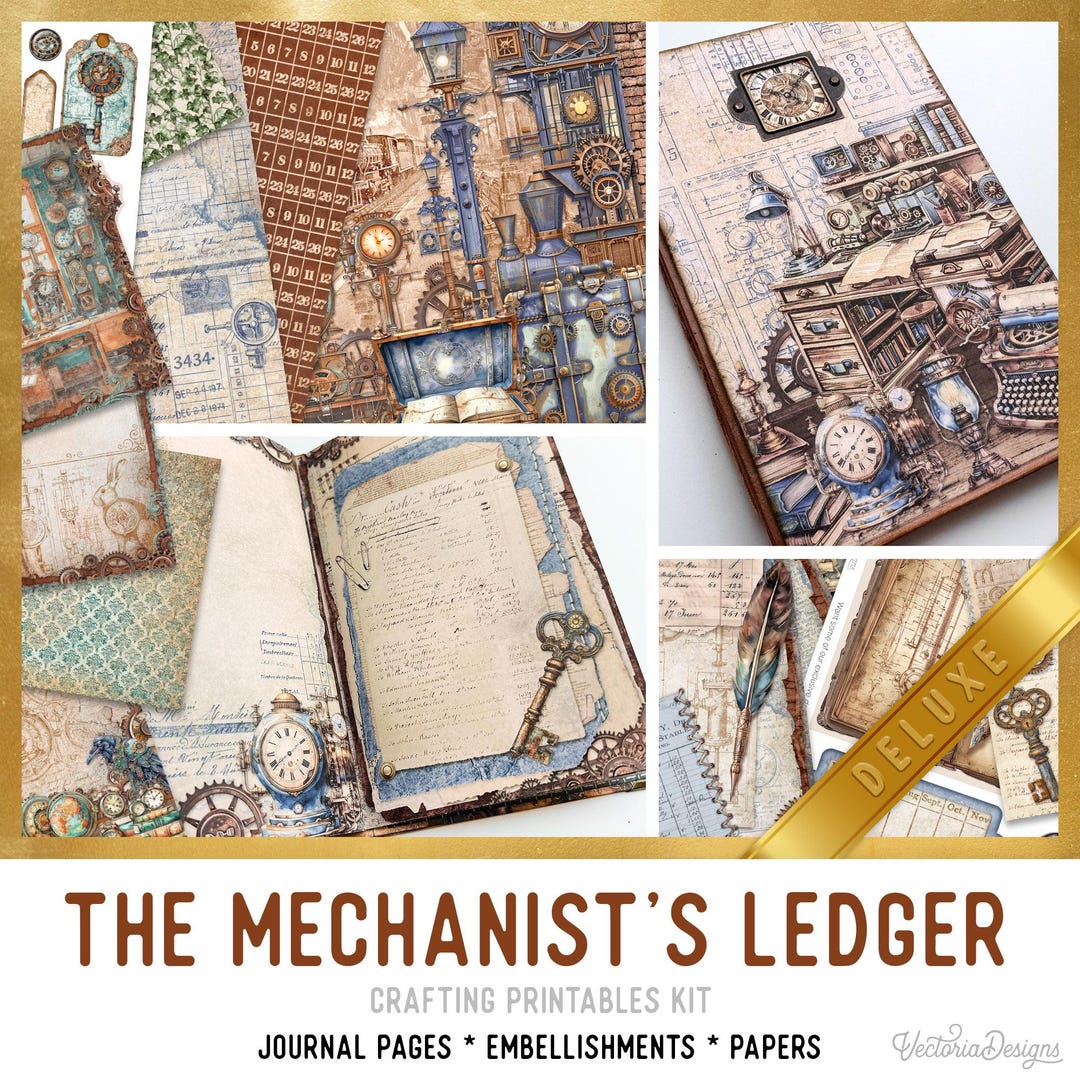Mechanist's Ledger Junk Journal Kit DELUXE, Industrial Junk Journal ...