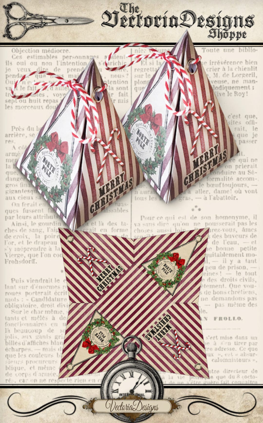 Christmas Box, Pyramid Box, Printable Christmas Favors, Christmas ...