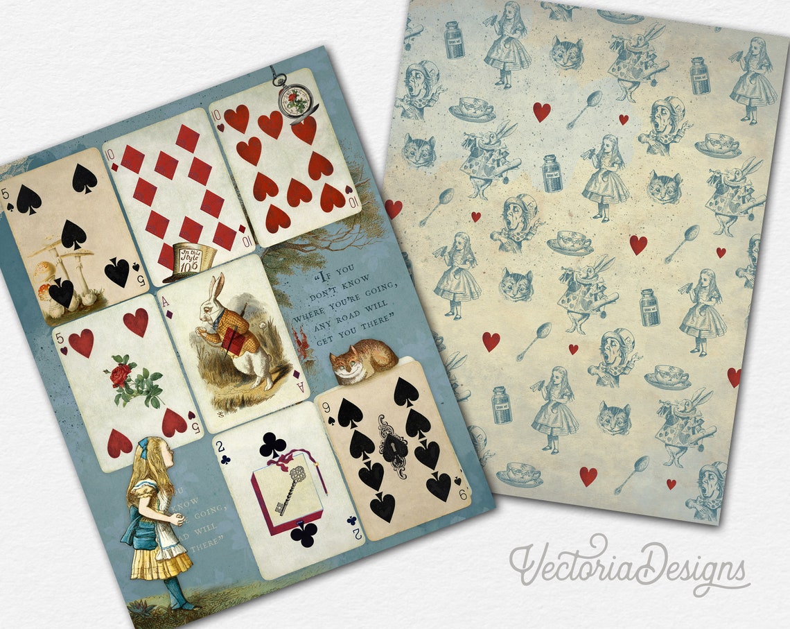 Alice in Wonderland Paper Pack, Printable Paper Pack, Digital Paper ...
