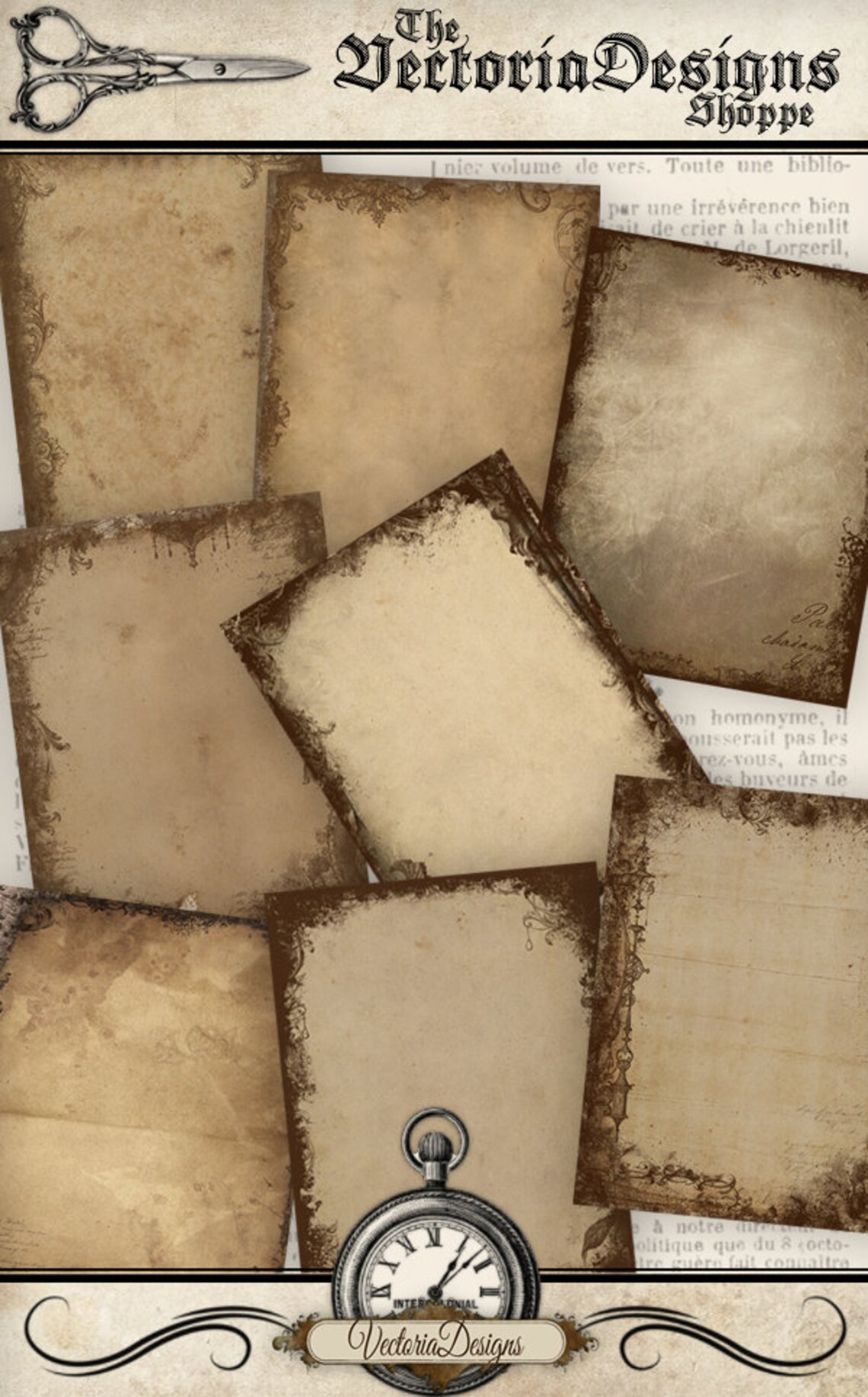 Vintage Frames Paper Pack 8.5 X 11 Inch Digital Paper Pack | Etsy