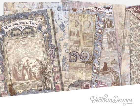 Magical Books Paper Pack Digital Paper Pack Junk Journal - Etsy
