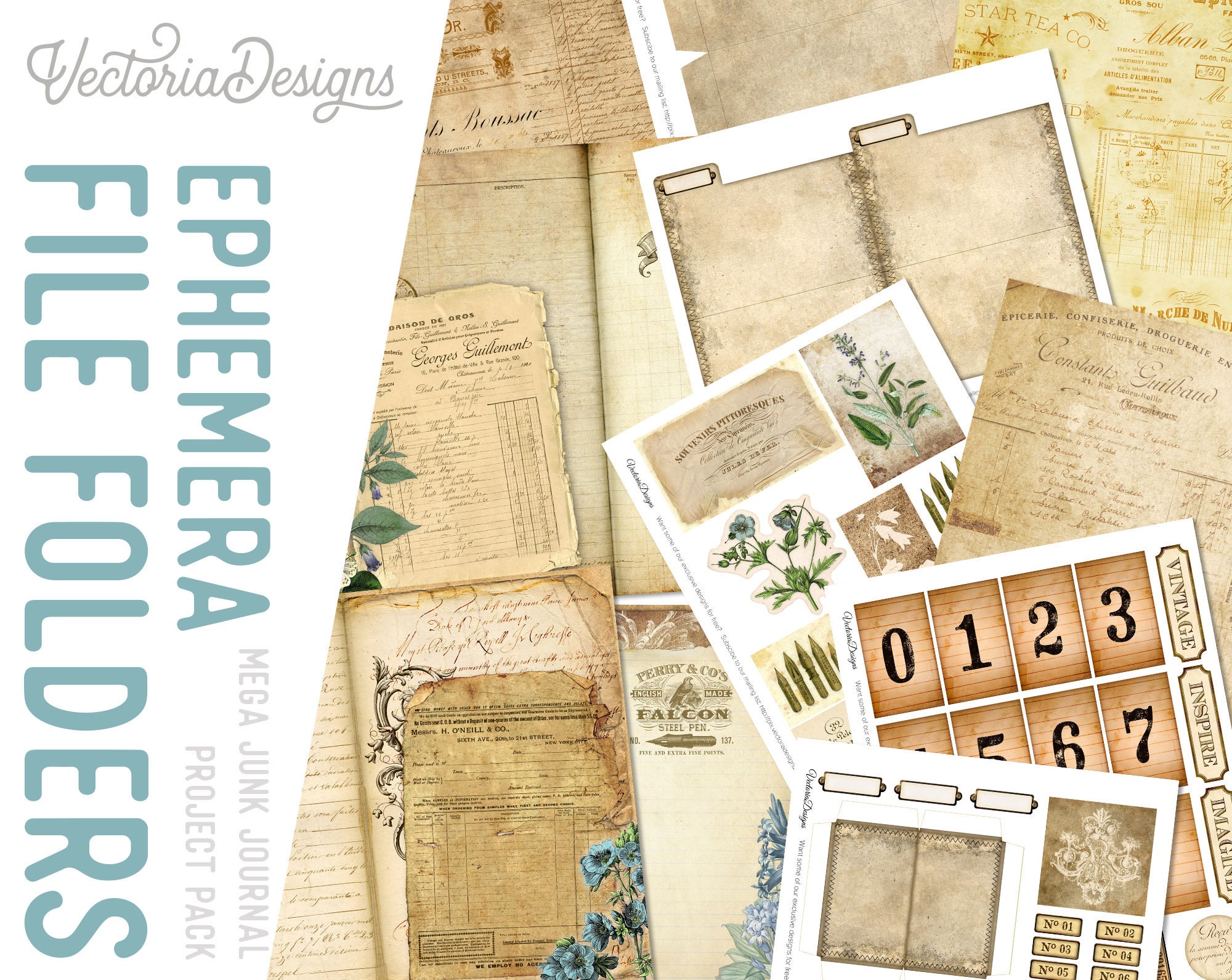 Mega Ephemera File Folders Junk Journal Kit, Digital Journal Kit, Junk Journal Supplies, Journal ...