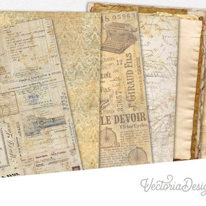Old Books & Papers Paper Pack, Printable Vintage Paper, Scrapbook Paper ...