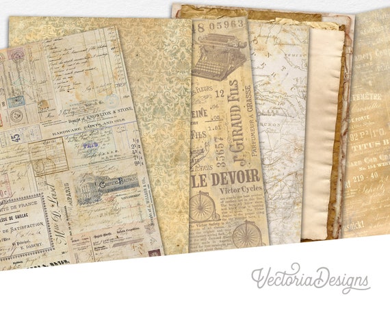 Old Books & Papers Paper Pack Printable Vintage Paper - Etsy