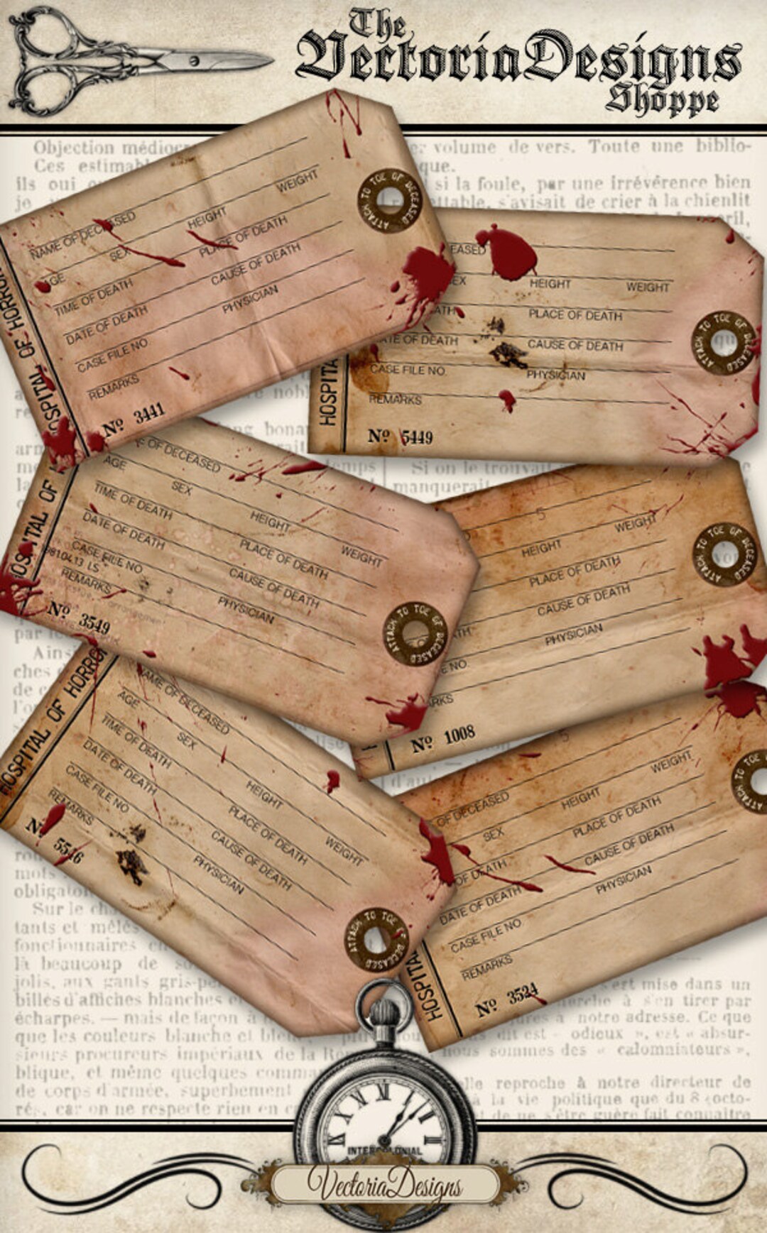 Toe Tags, Horror Props, Halloween Printable Decor, Horror Labels ...