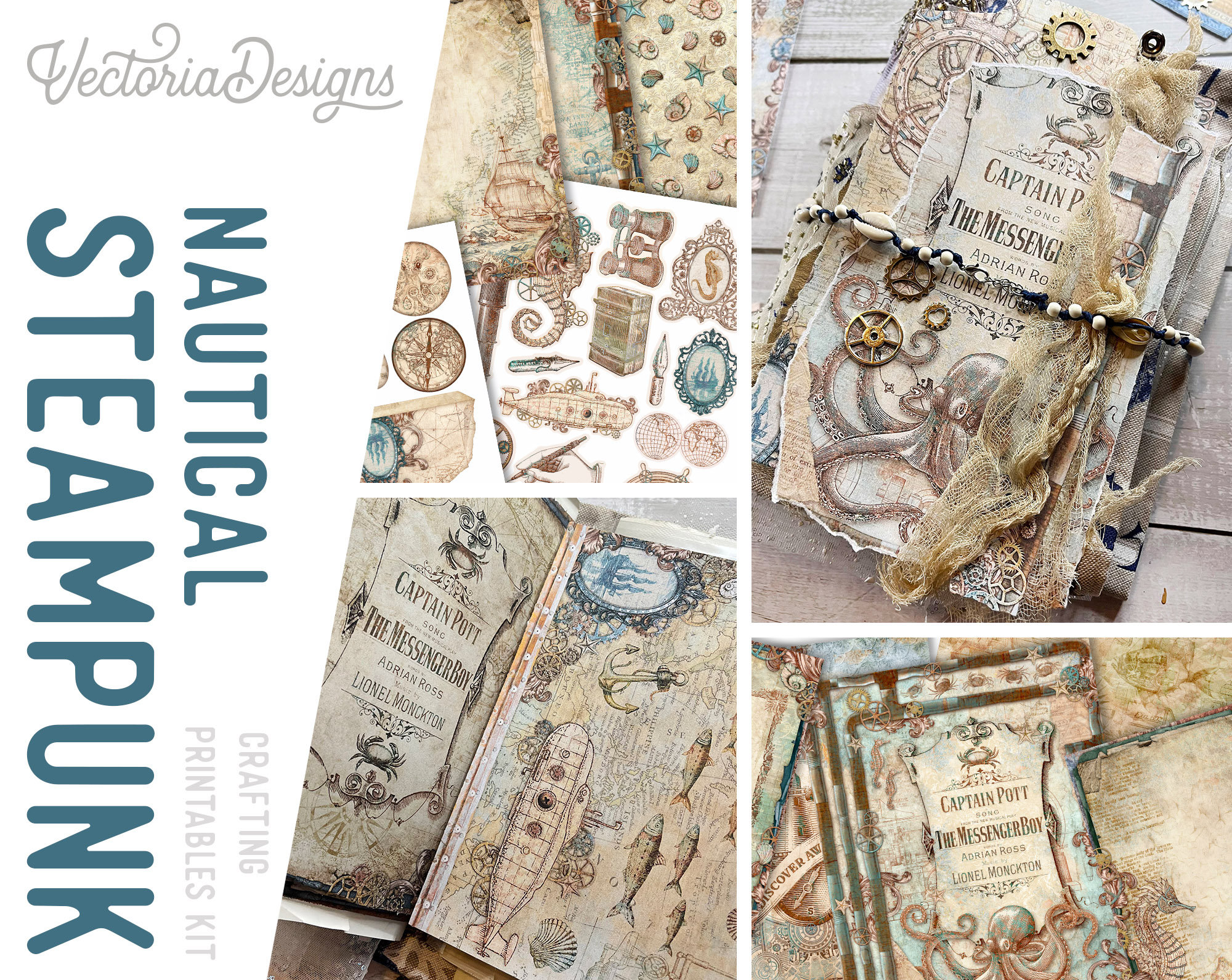 Nautical Steampunk Crafting Printables Kit Nautical Junk Journal ...