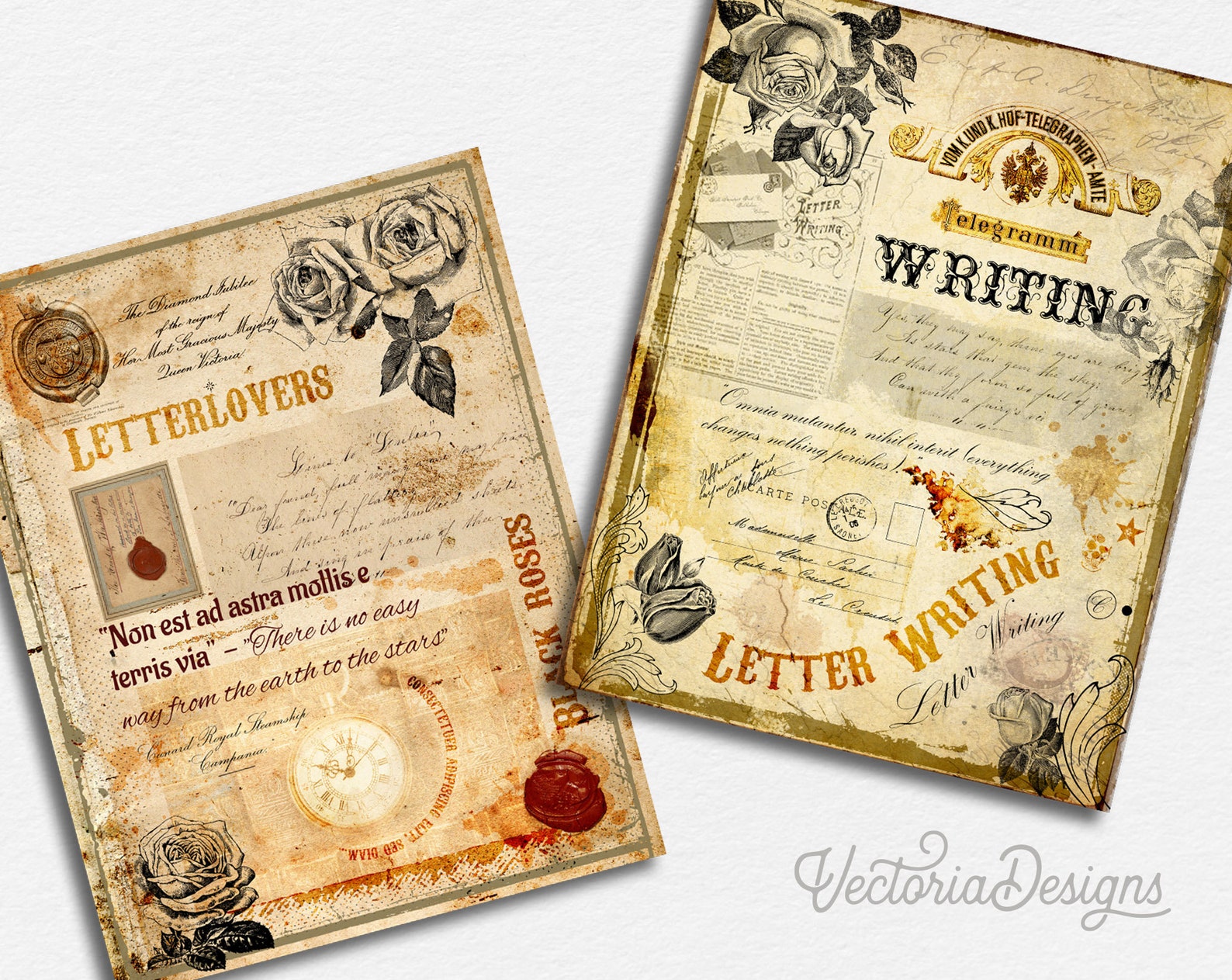 Vintage Writing Paper Pack, Junk Journal Kit, Printable Paper Pack ...