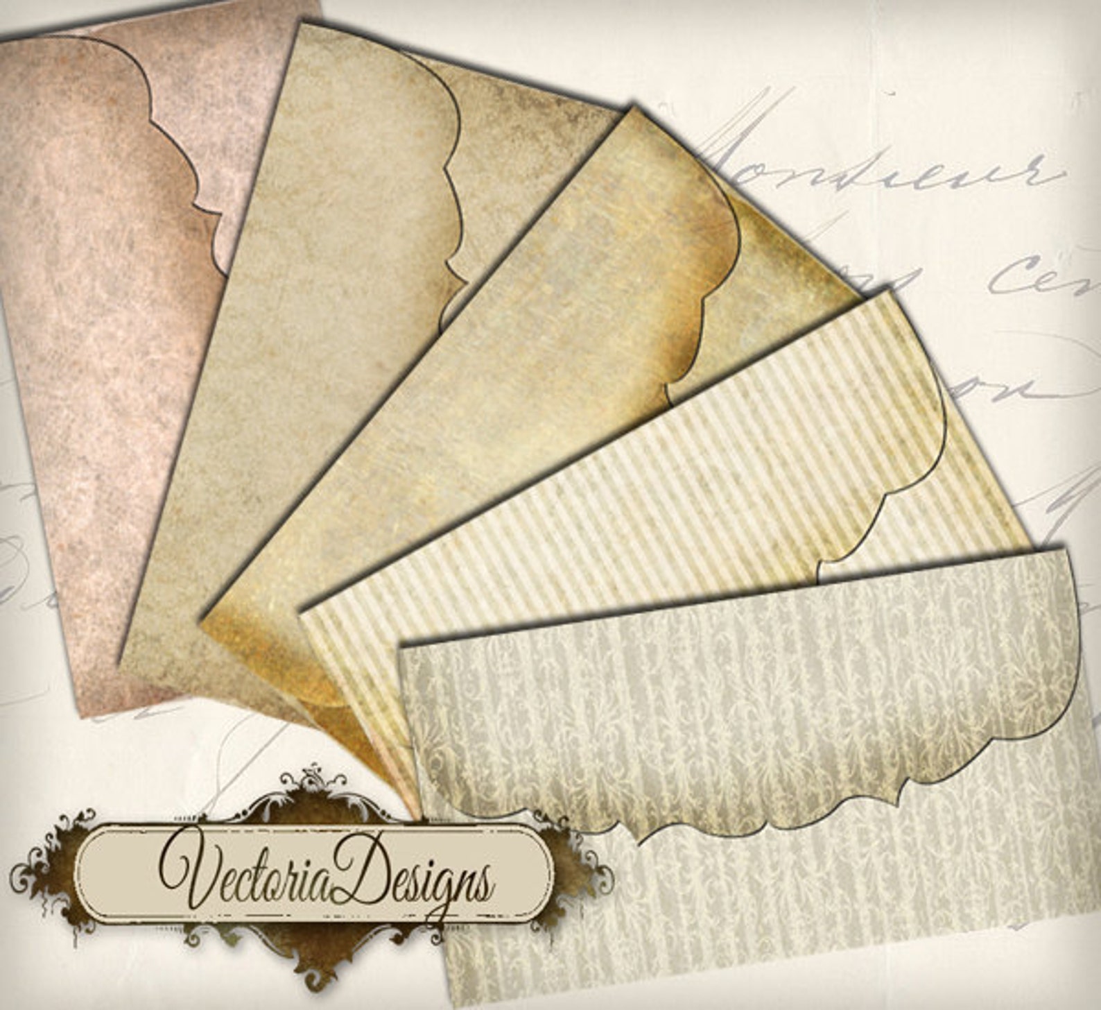 Five Shabby Envelopes Digital Envelopes Printable Envelopes - Etsy