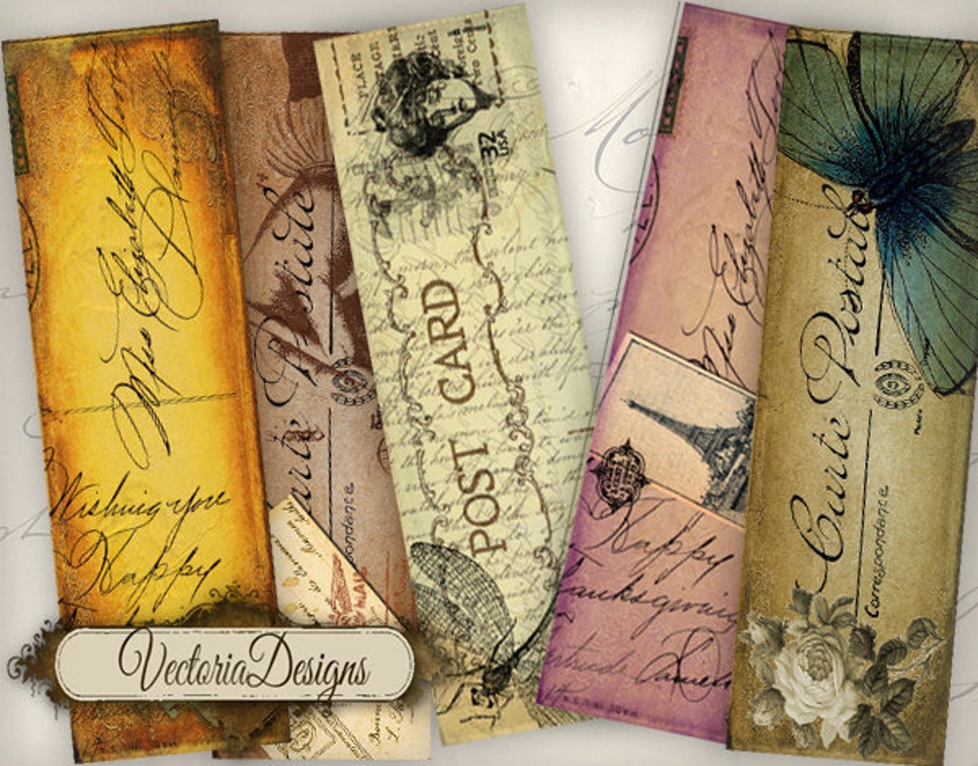 Vintage Post Bookmarks Reading Printable Paper Craft Art Hobby Crafting ...