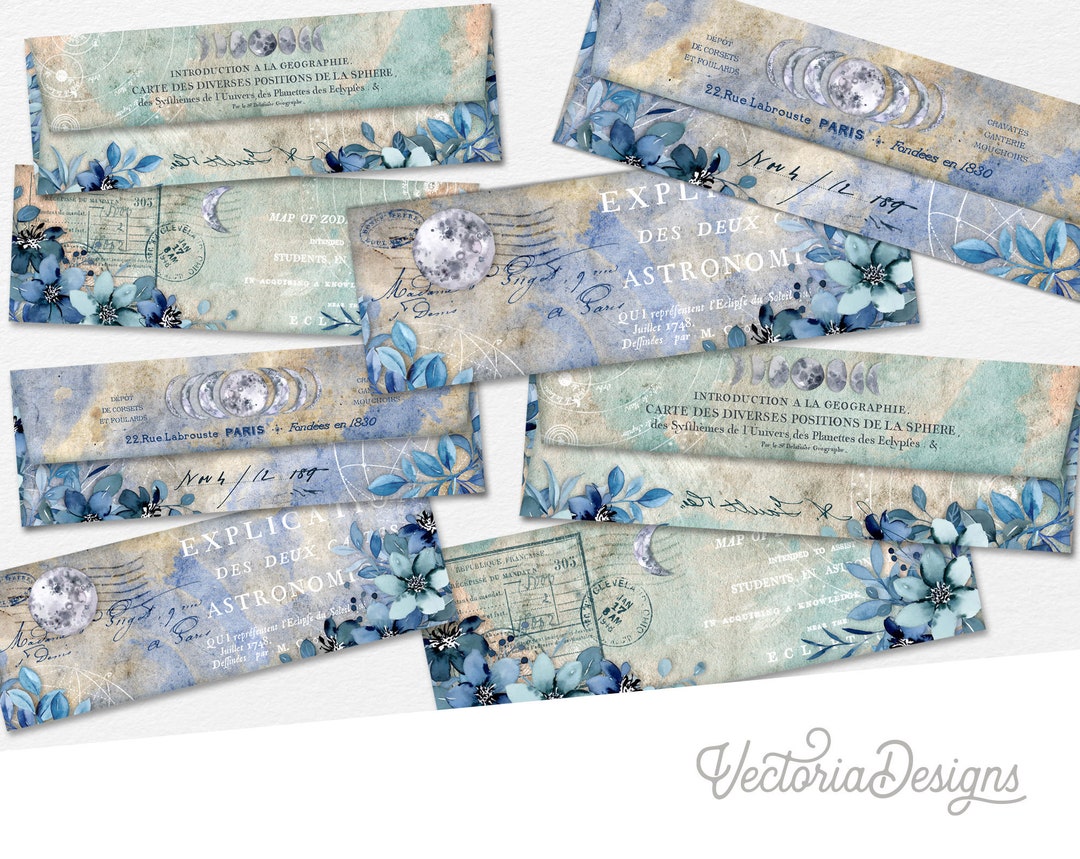 Moonlight Blossoms Envelopes, Printable Envelopes, Celestial, Astrology ...