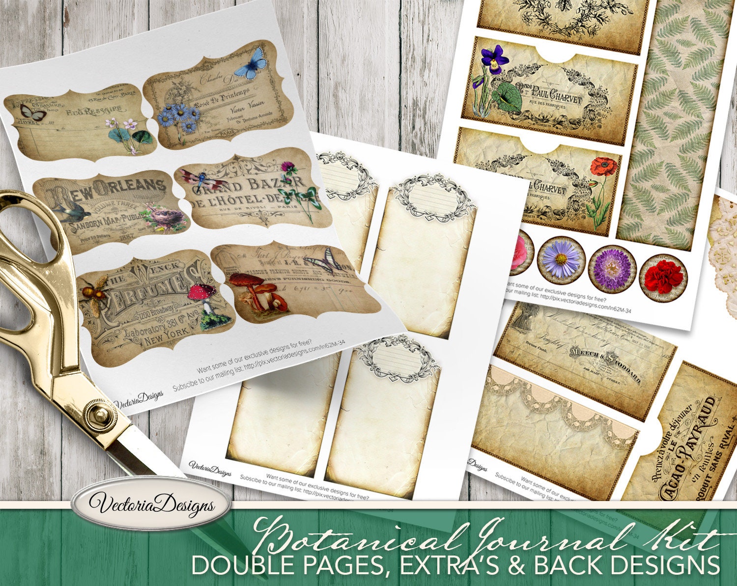 Botanical Junk Journal Kit, Printable Journal Kit, DIY Kit, Herbs ...