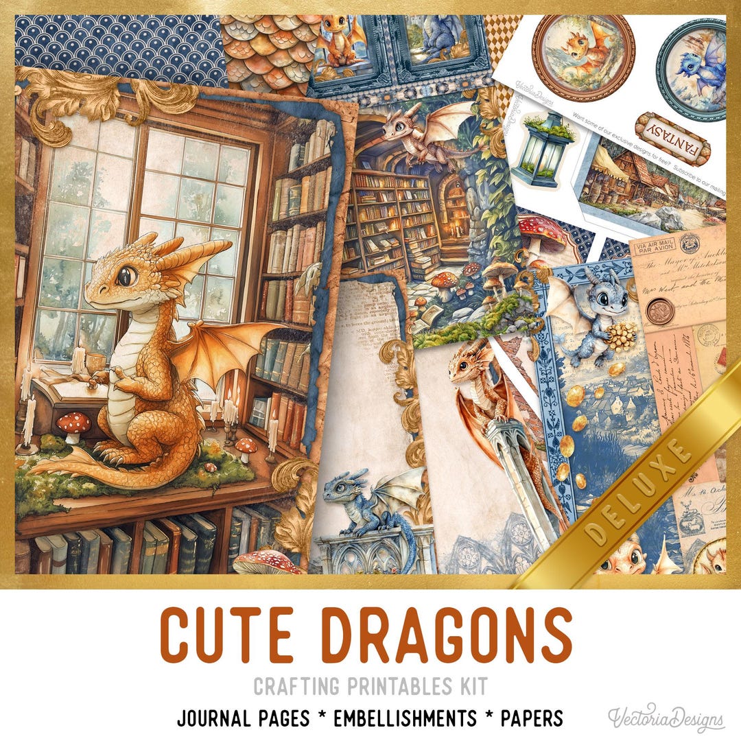 Cute Dragons Junk Journal Kit (DELUXE) - Printable Craft Kit With ...