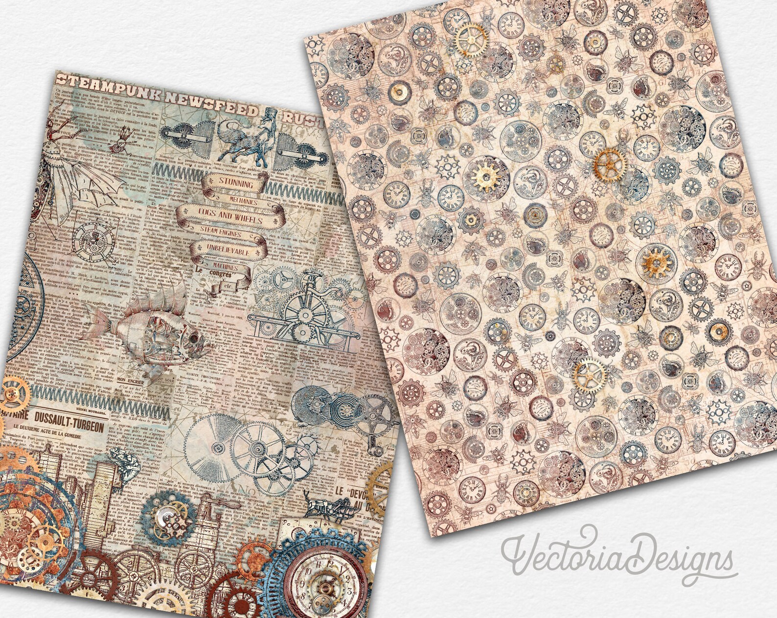 Rusty Steampunk Cogs Paper Pack Steampunk Paper Pack Digital - Etsy
