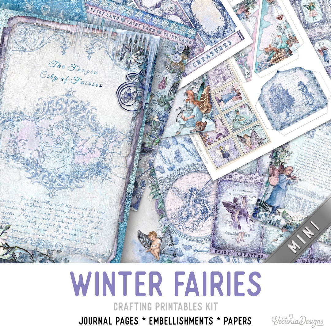Winter Fairies MINI Crafting Printables Kit Fairy Junk Journal Fairy Embellishments Winter ...