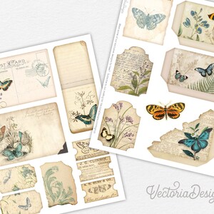 Butterflies Embellishment Sheets, Junk Journal Printable Pack, Digital ...