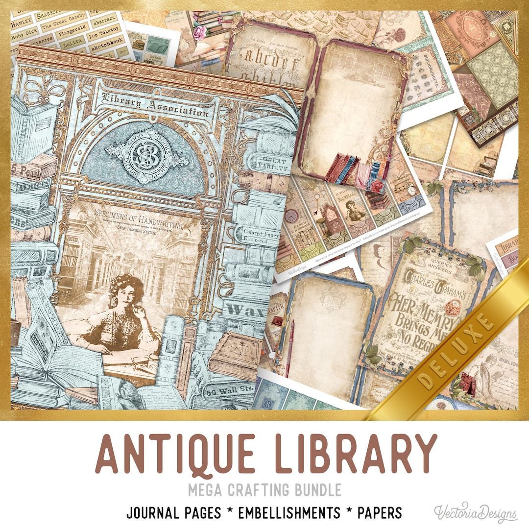 Antique Library DELUXE MEGA Crafting Bundle, Library Printables ...