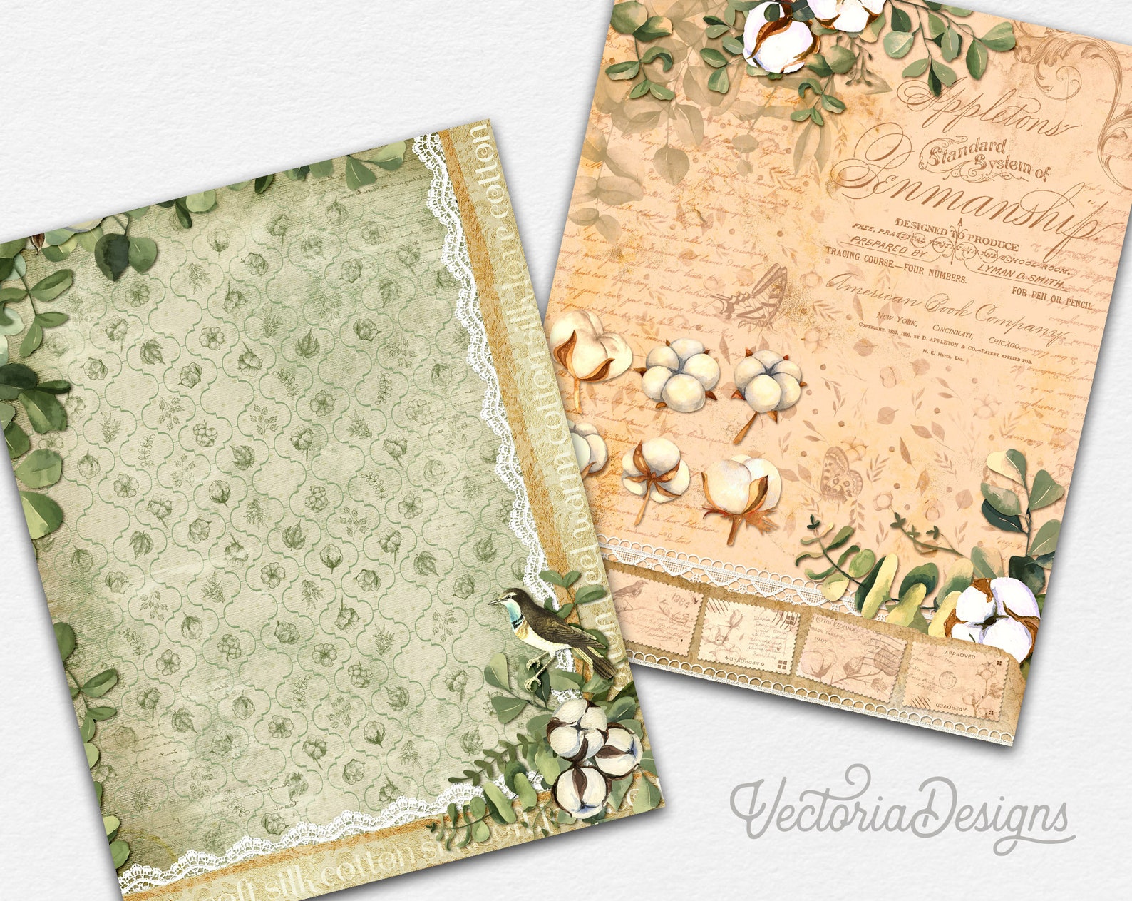 Printable Cute Cotton Paper Junk Journal Pages DIY Crafting - Etsy